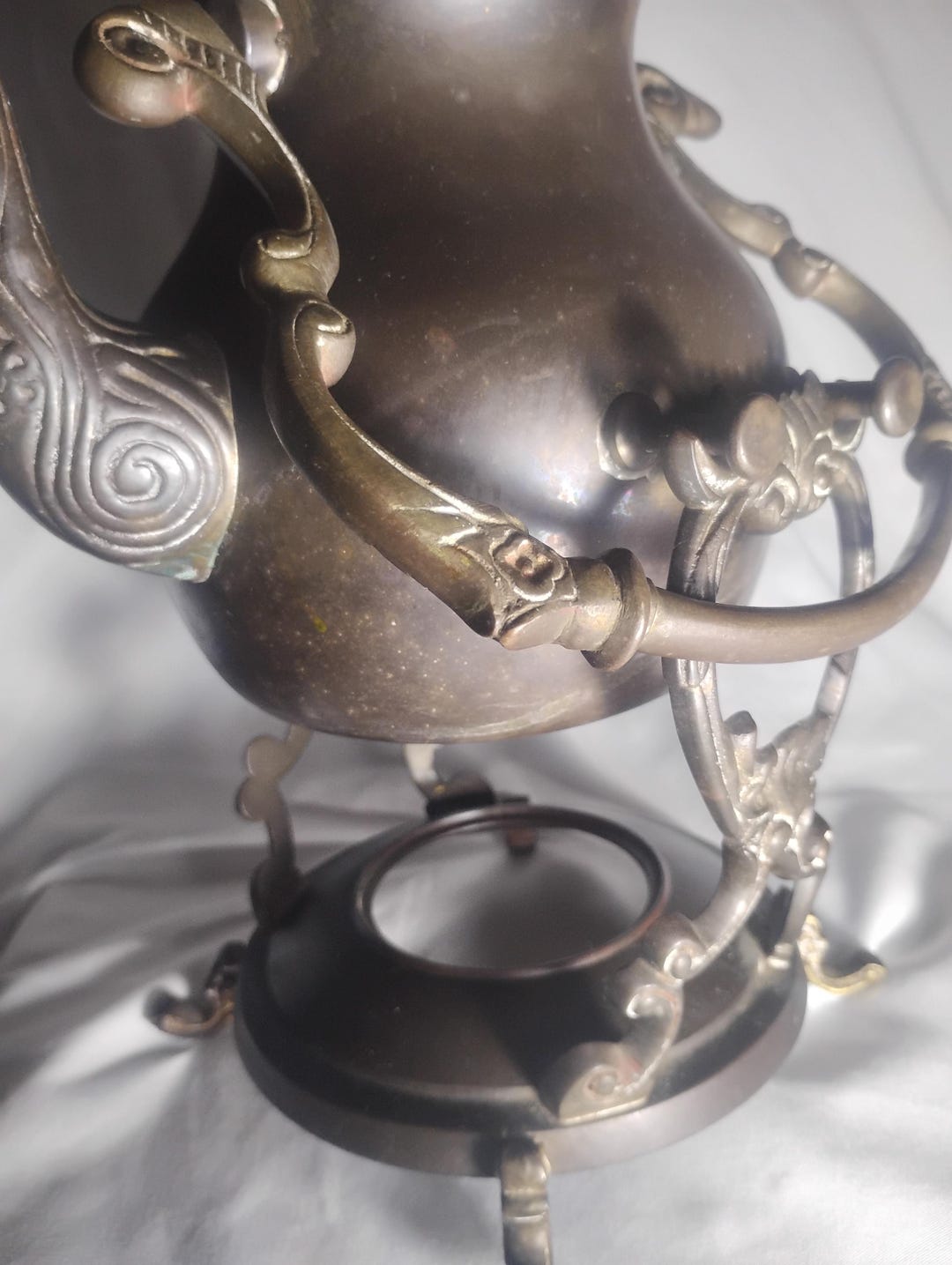 Rare Antique Vintage Brass Tilting Ornate Teapot. Polished Silver ...