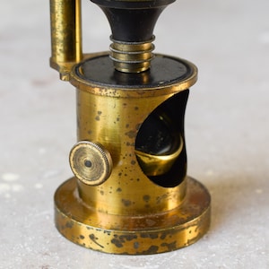 Antique Vintage Early 1900s French Brass Field Microscope Gear Wooden ...