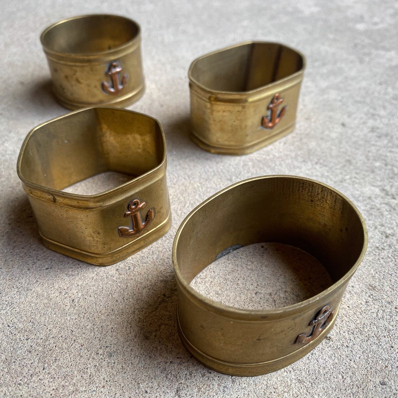 Antique Vintage Early 1900s Yellow Copper Napkin Rings Kitchen Table ...