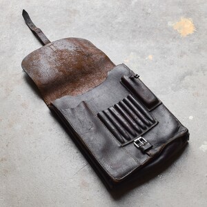 Vintage 40s 1940s WWII Army Military Leather Map Bag Pouch Gear Brown ...