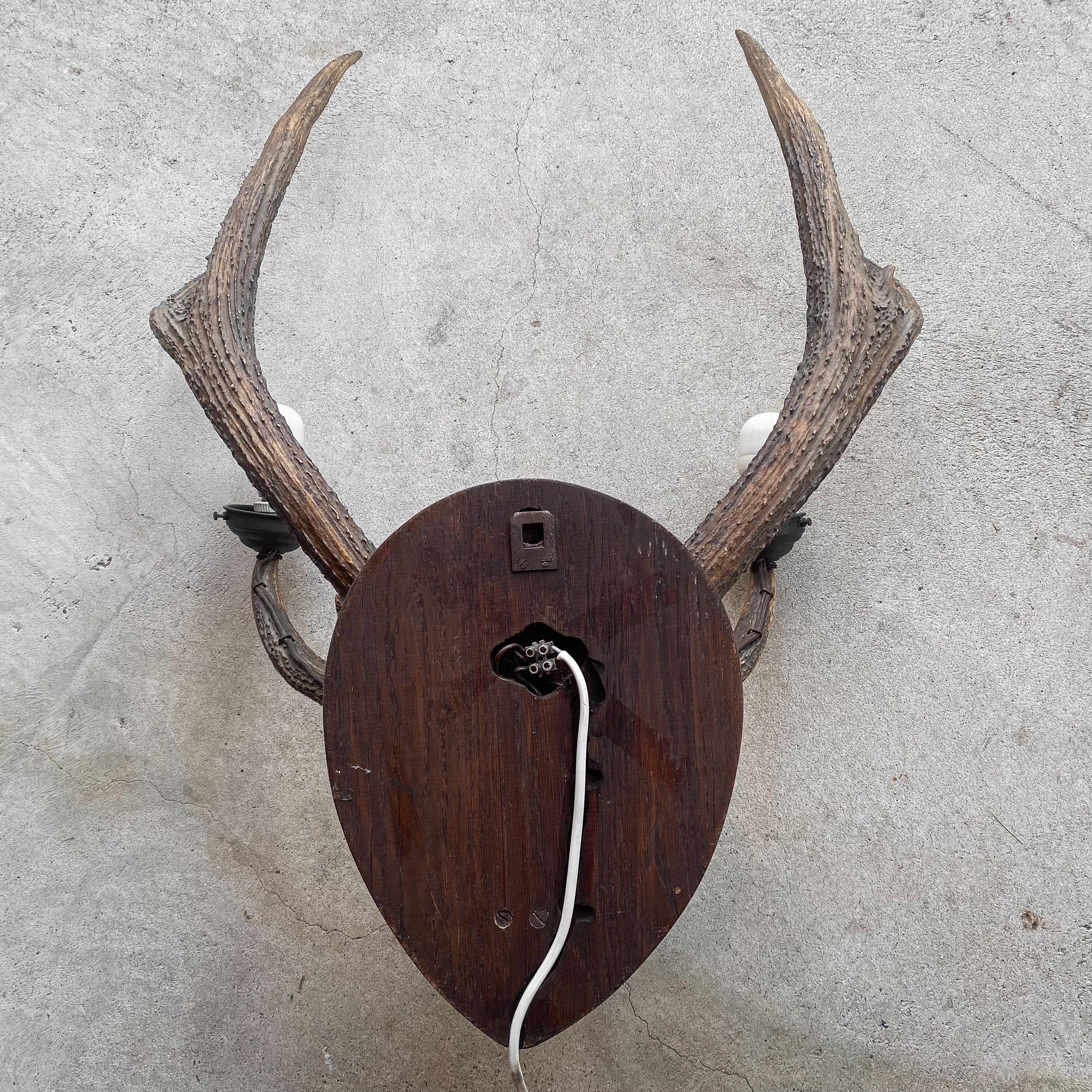 Vintage Retro 50s Red Deer Stag Antlers Horns Antler Lamp Lighting ...