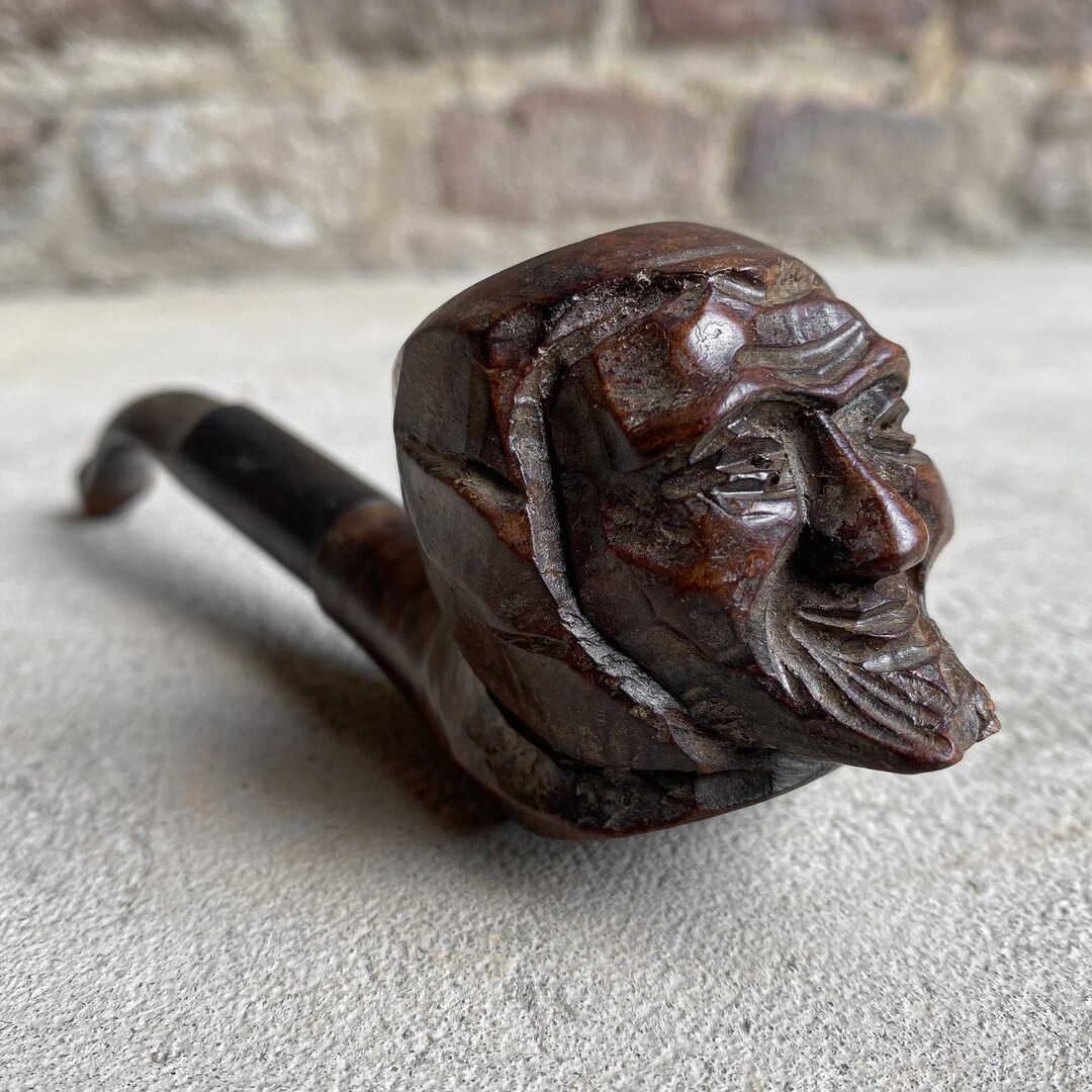 Antique Vintage Early 1900s Folk Art Black Forest Devil Face Head ...