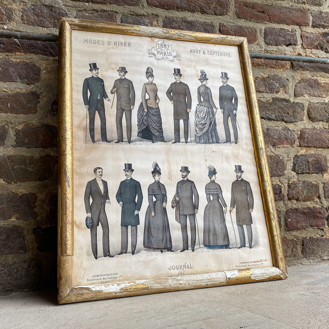 Antique Vintage 19th Century 1800s French Winter Fashion Classic Advertisement Advertising ...