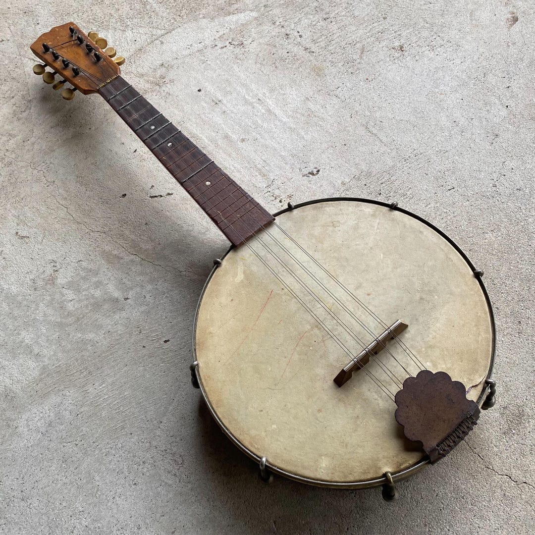 Antique Vintage 30s 1930s British Banjo Banjolin Instrument Luthier Cabin Lodge Decor Blues Folk ...