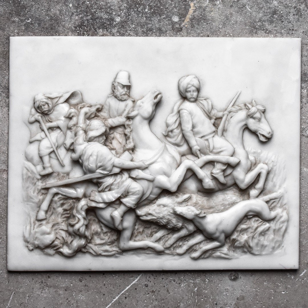 Antique Vintage 19th Century 1800s Alabaster Haut Relief Hunting Scene ...