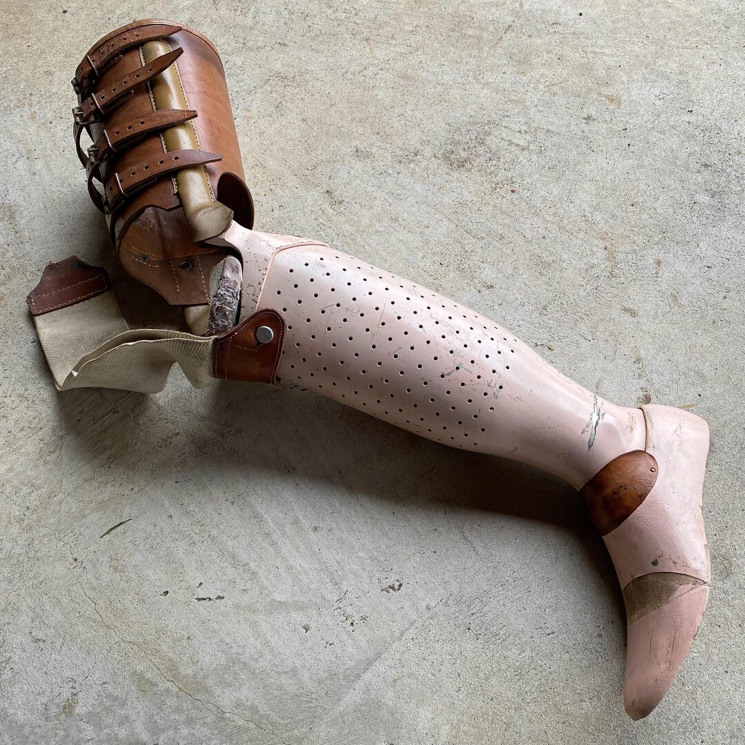 Antique Vintage 40s 1940s Prosthetic Leg Prosthesis Leather Medical ...