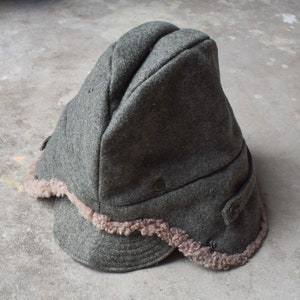 Vintage 50s 1950s Swedish Army Military M43 Wool Fur Hat Rugged Outdoor ...
