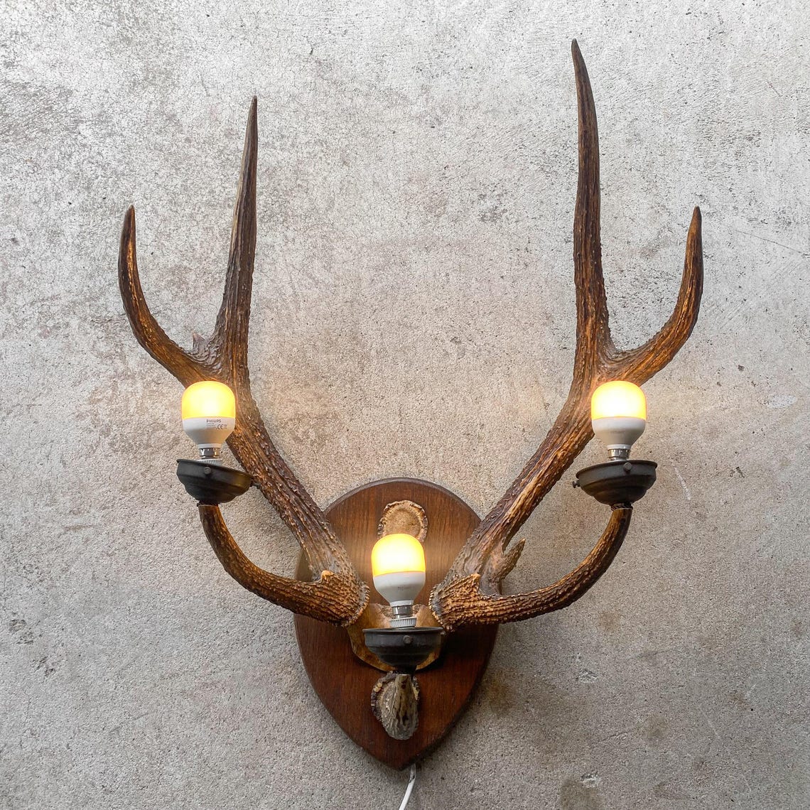 Vintage Retro 50s Red Deer Stag Antlers Horns Antler Lamp Lighting ...
