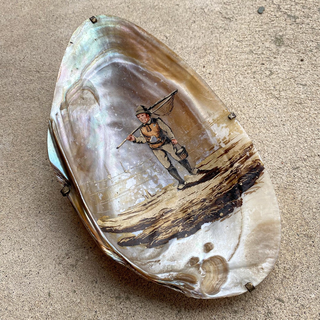 Antique Vintage 19th Century 1800s Victorian Hand Painted Clam Shell ...