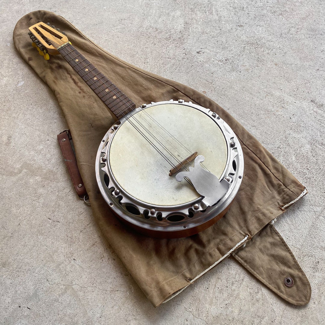 Vintage 50s 1950s Banjo Banjolin Instrument Luthier Western Bar Man ...