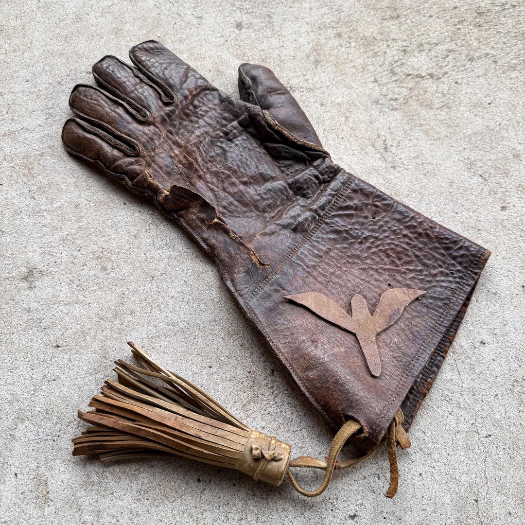 Antique Vintage Early 1900s Leather Falconry Glove Falconer Falcon Bird ...