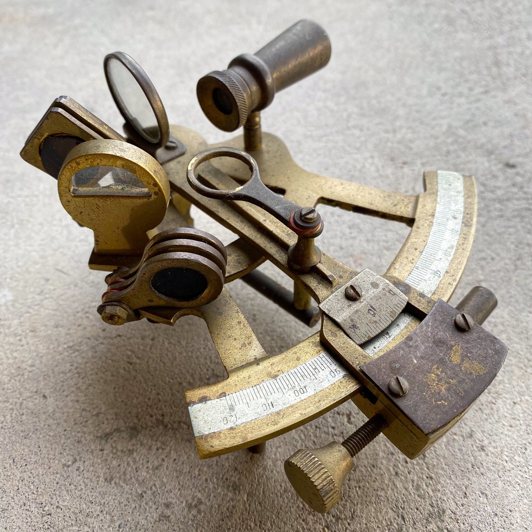 Antique Vintage Early 1900s French Brass Sextant Navigation Instrument ...