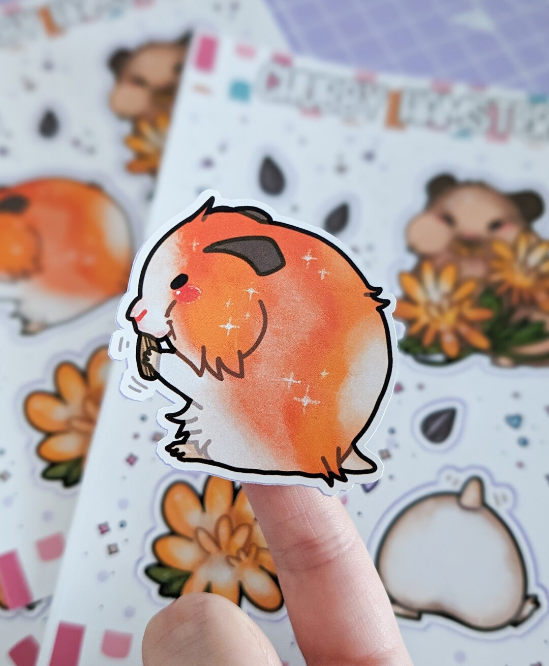 Hamster Sticker Sheet, Cute Hamster Stickers, Kawaii Hamster Stickers ...