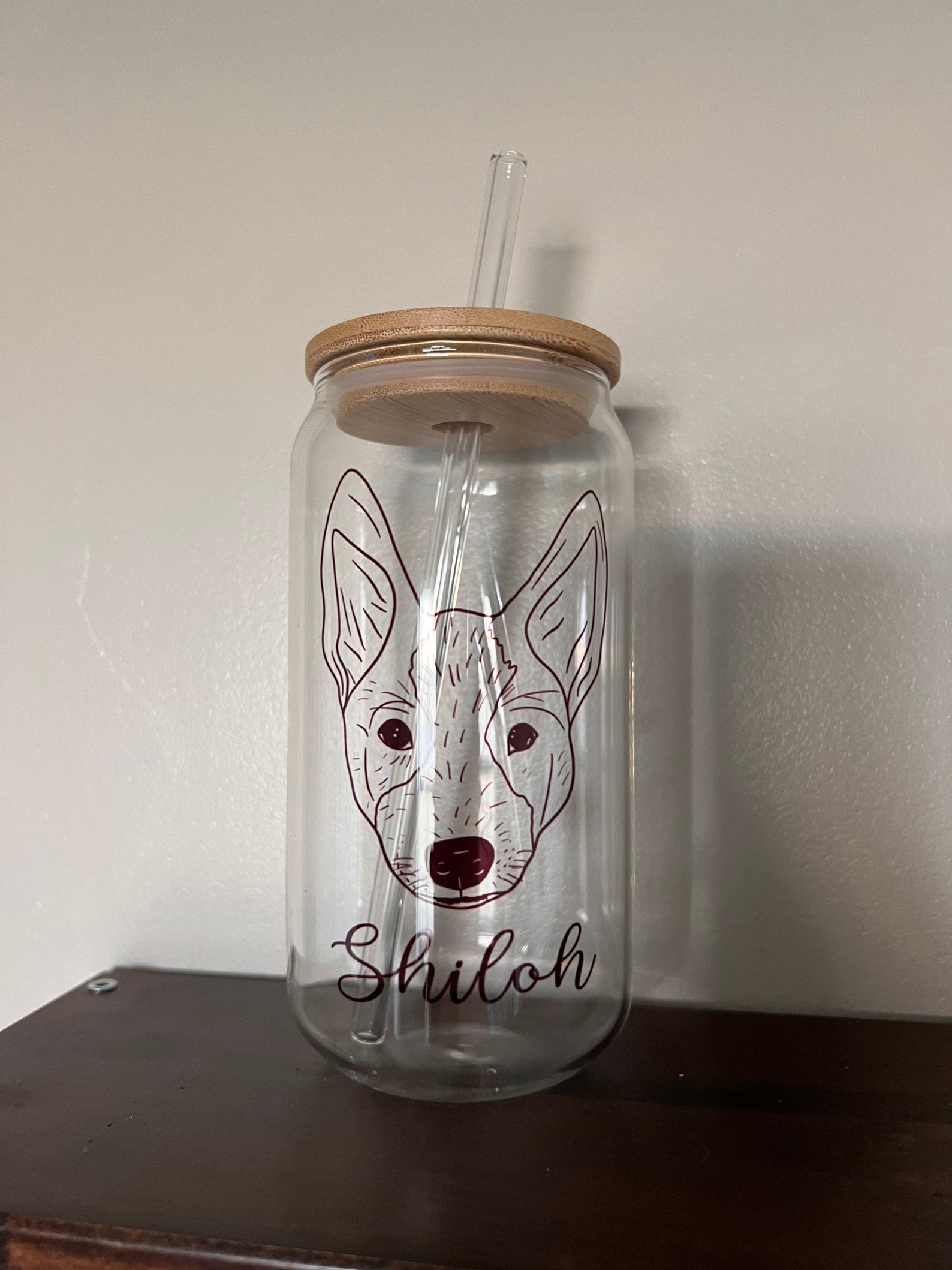 Dog Sketch Glass Cup, Dog Glass, Memorial for Pet, Pet Lover, Dog Lover ...