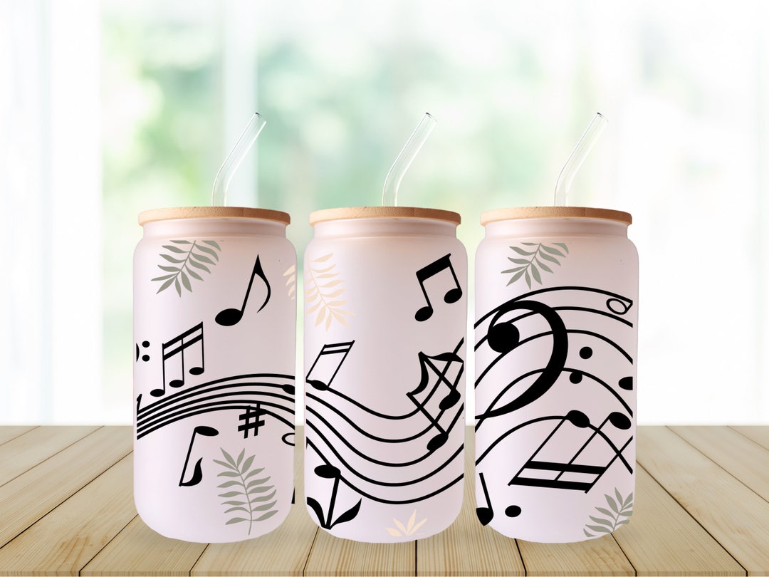 16oz Glass Cup | Music Notes | Musician | Music Teacher | Music Student ...