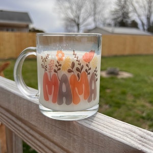 Clear Mama Glass Coffee Mug, Mama Flowers, Mama Mug, Clear Glass Mug ...