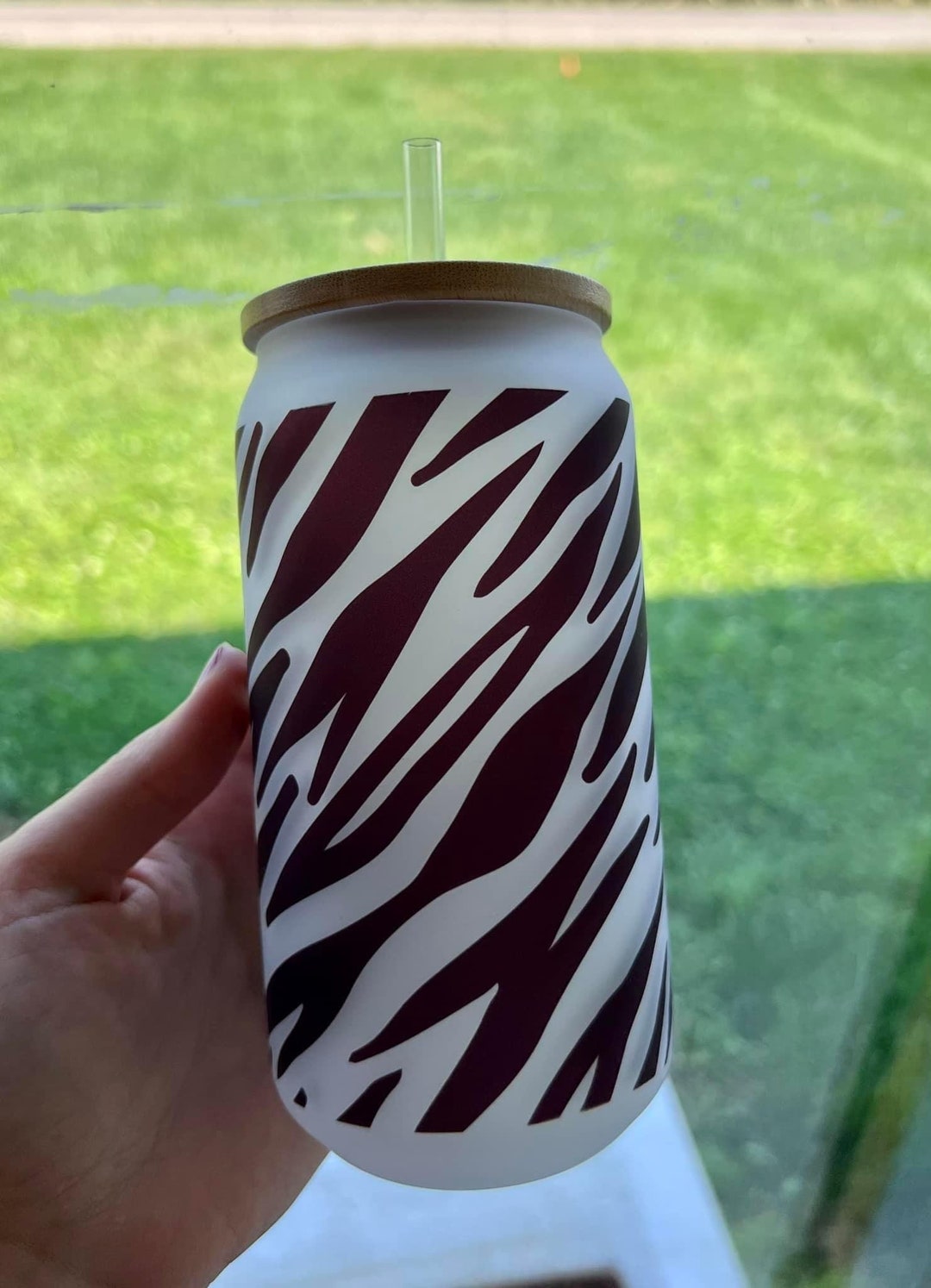 Zebra Print Glass Cup - Etsy