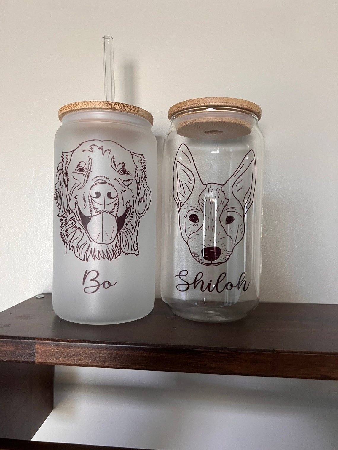 Dog Sketch Glass Cup, Dog Glass, Memorial for Pet, Pet Lover, Dog Lover ...