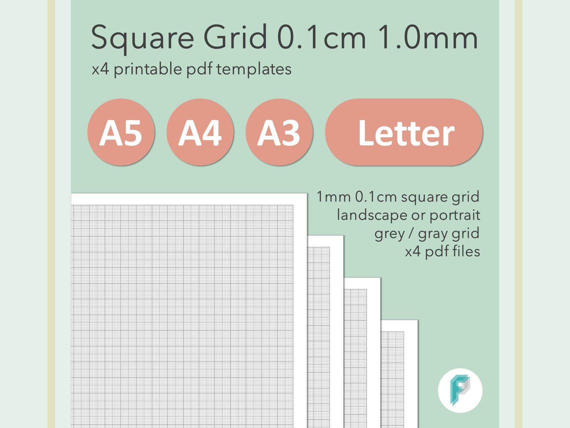 Printable Square Grid 1mm 0.1cm - A3 A4 A5 and US Letter Downloads - Etsy