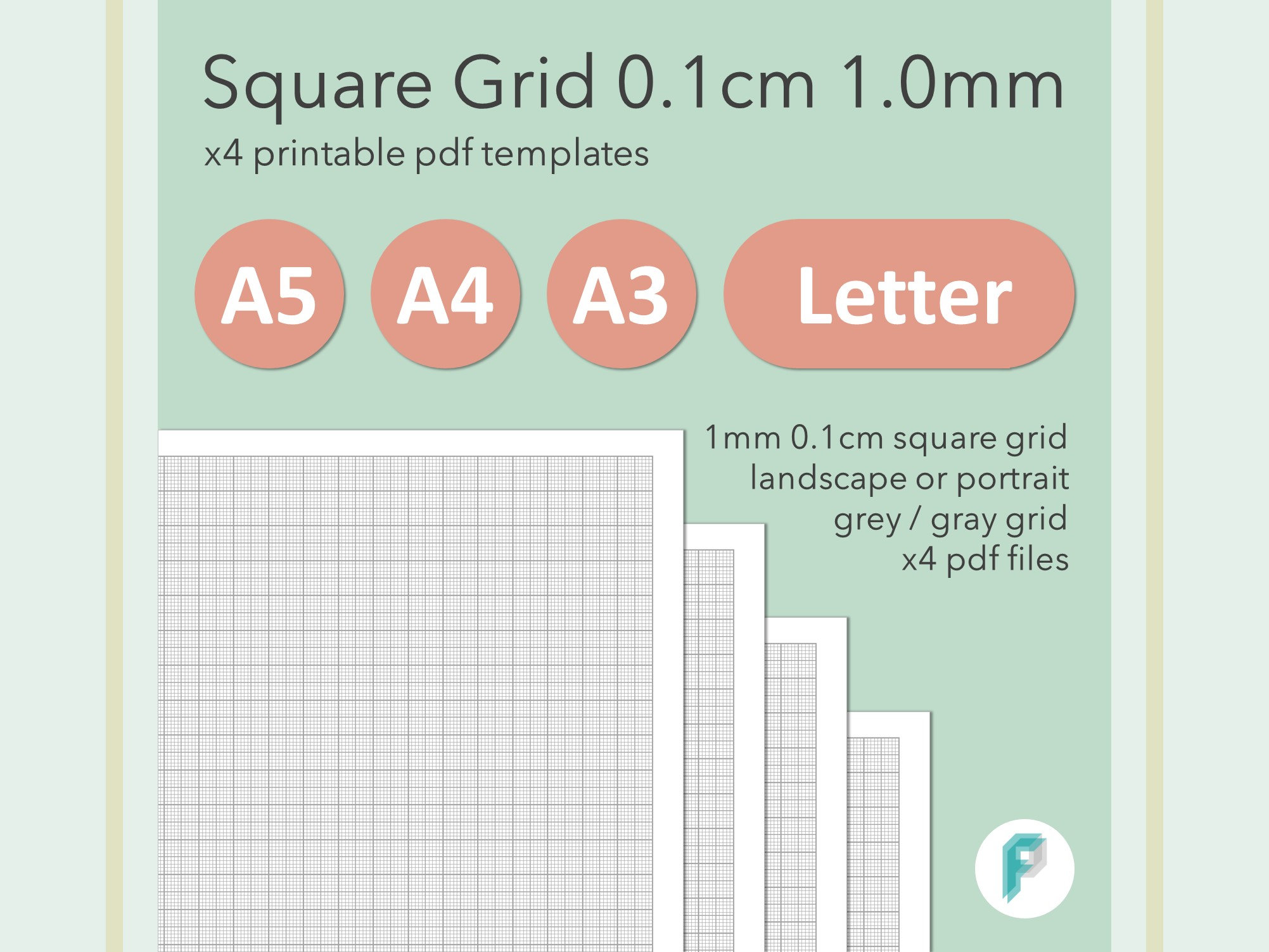 Printable Square Grid 1mm 0.1cm - A3 A4 A5 and US Letter Downloads - Etsy