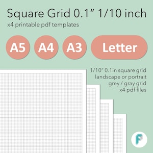 Printable Square Grid 1/10" 0.1 Inch - A3 A4 A5 and US Letter Downloads ...