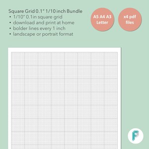 Printable Square Grid 1/10" 0.1 Inch - A3 A4 A5 and US Letter Downloads ...