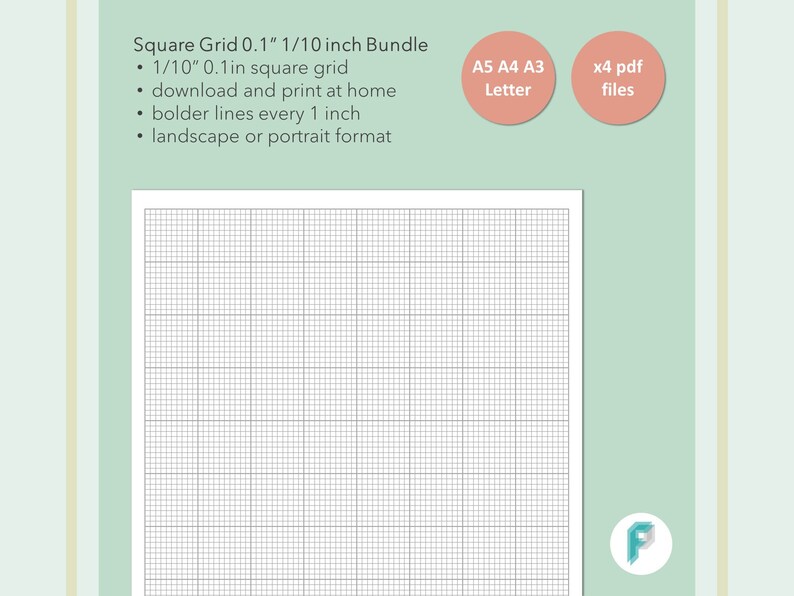 Printable Square Grid 1/10" 0.1 Inch - A3 A4 A5 and US Letter Downloads ...