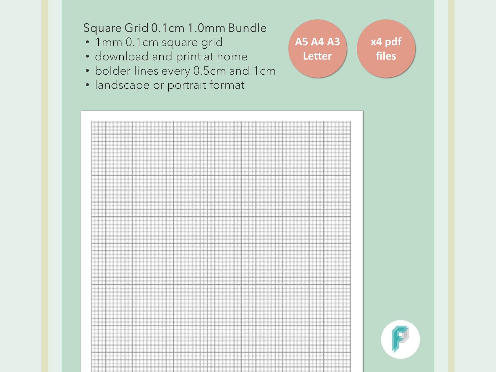 Printable Square Grid 1mm 0.1cm - A3 A4 A5 and US Letter Downloads - Etsy