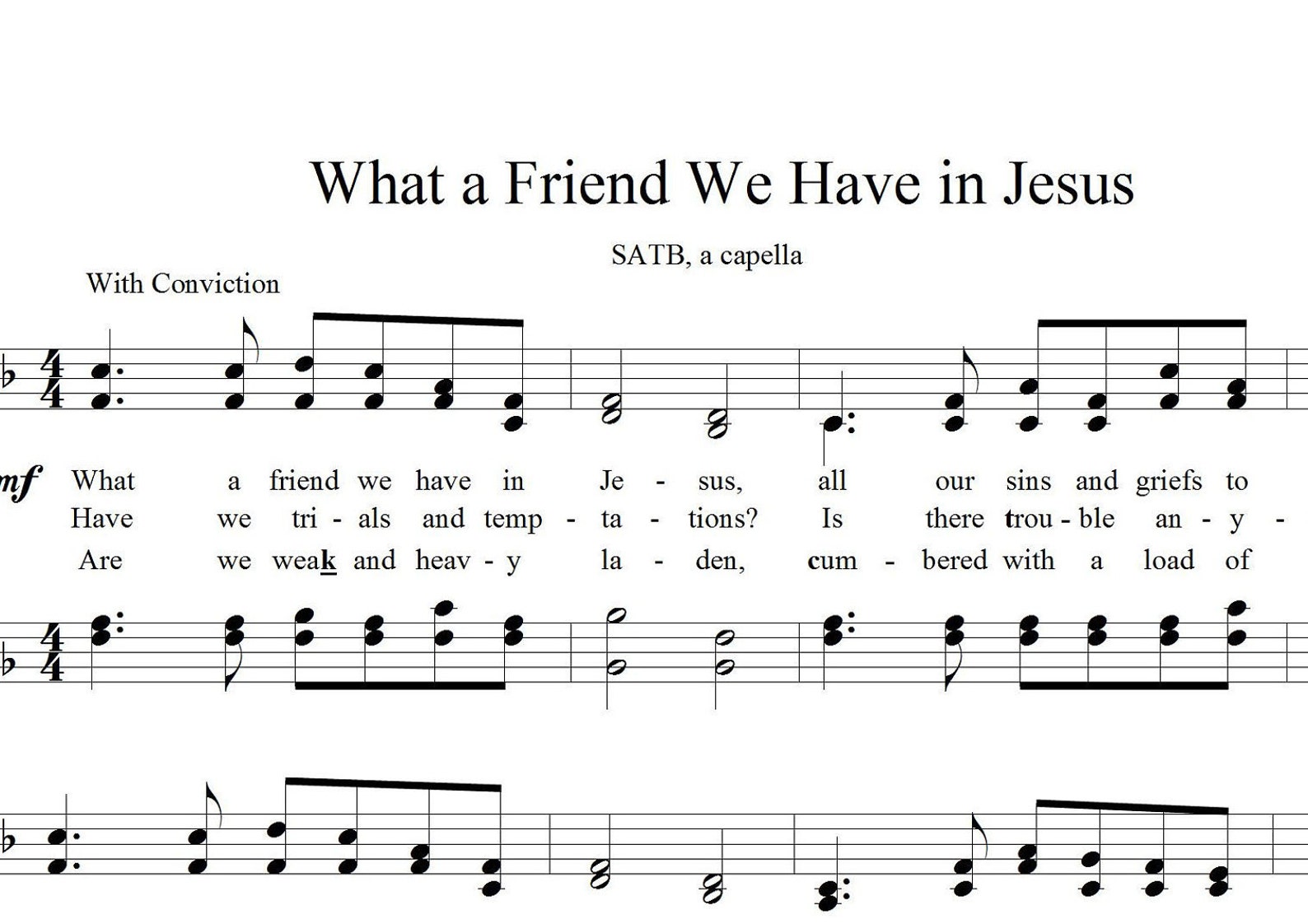 What a Friend We Have in Jesus / SATB Hymn for Singing - Etsy