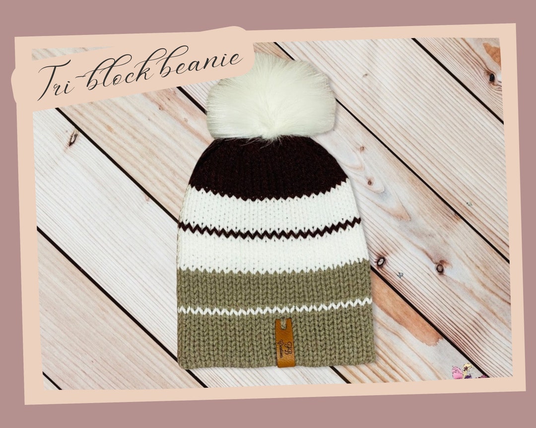 PDF Pattern Only--knitting Machine Tri-block Beanie - Etsy