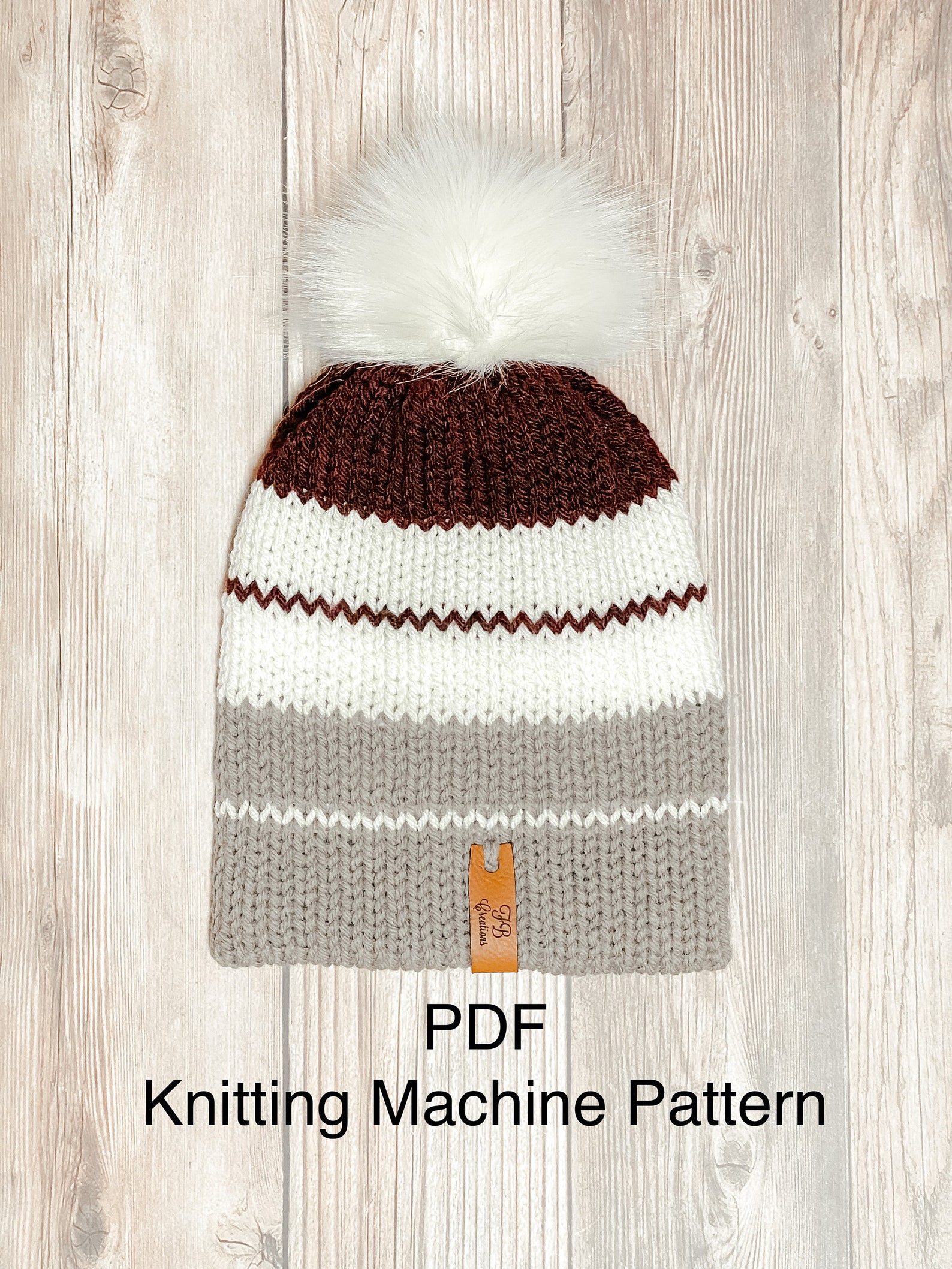 PDF Pattern Only--knitting Machine Tri-block Beanie - Etsy