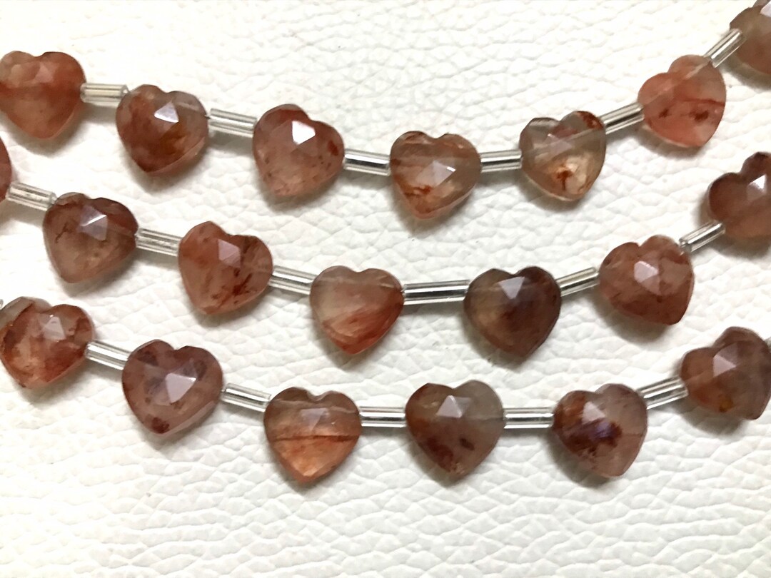 Red Streak Quartz Heart Briolette Beads: Faceted Gems (8/10 Mm) - Etsy
