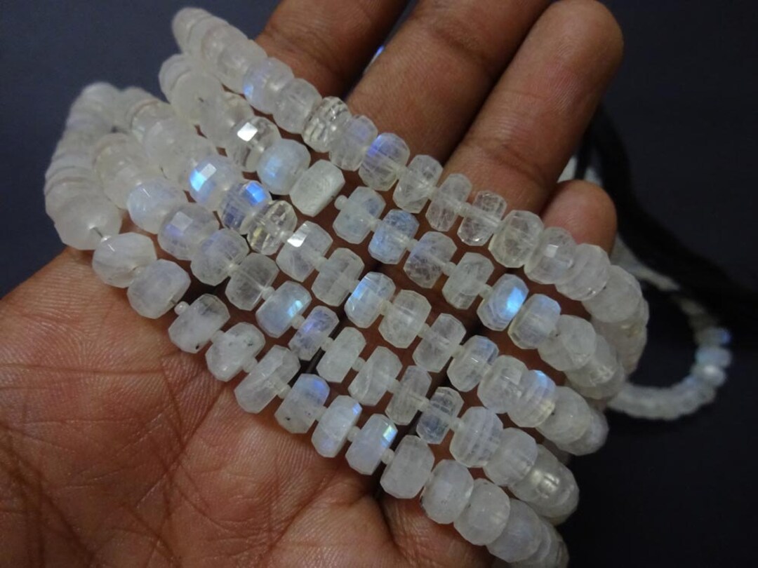 AAA Grade RAINBOW MOONSTONE Step Cut Faceted Rondelle Beads, Size 6-7 ...