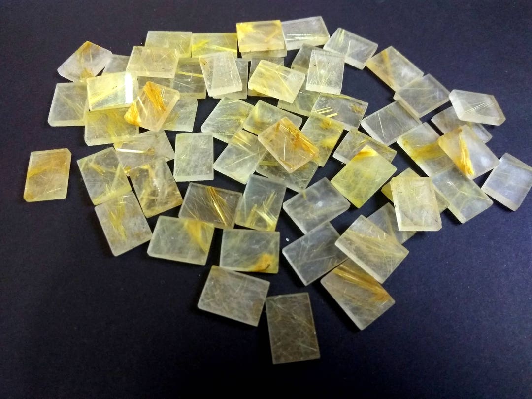 GOLDEN RUTILATED Quartz One Sided Polished Rectangular Slices 10x14 Mm ...