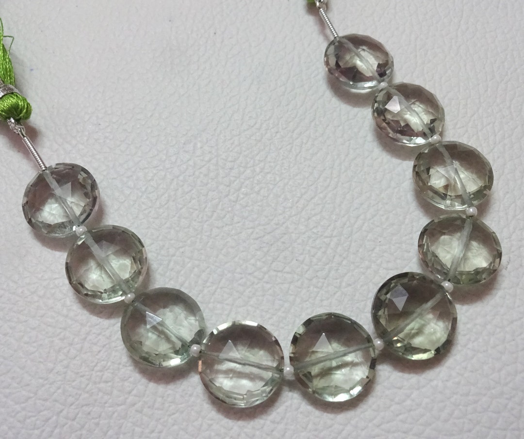 AAA Green Amethyst Faceted Coin Beads: Jewelry Making Supplies, 8 ...