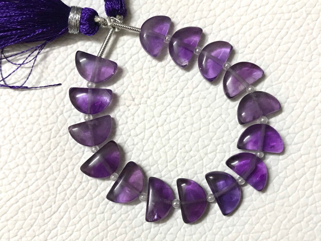 AAA Amethyst Briolette Beads: Smooth Half Moon Gemstones, 10mm Strand ...