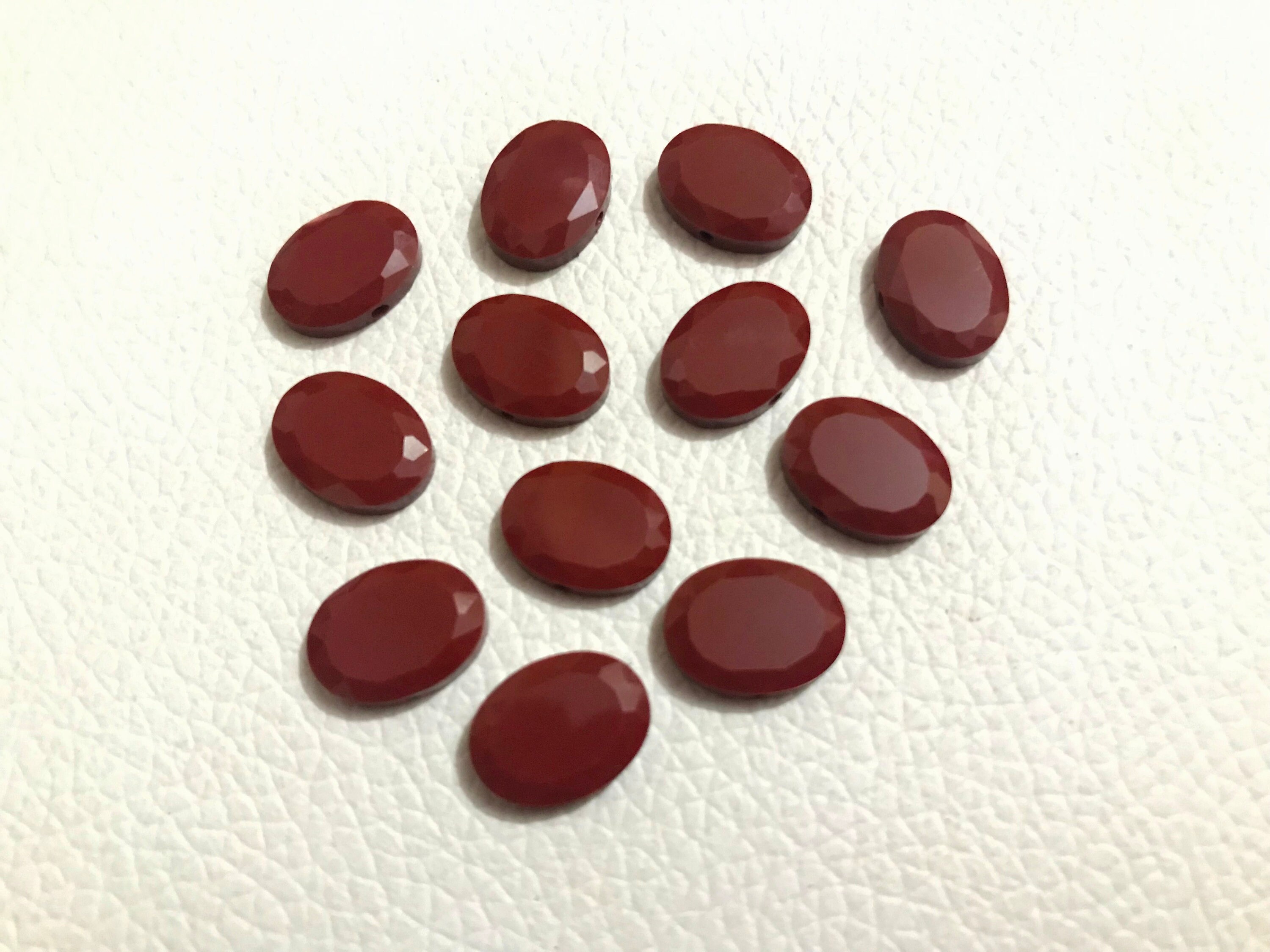 10 Pieces AAA Grade Red JASPER one side Faceted Oval shape | Etsy