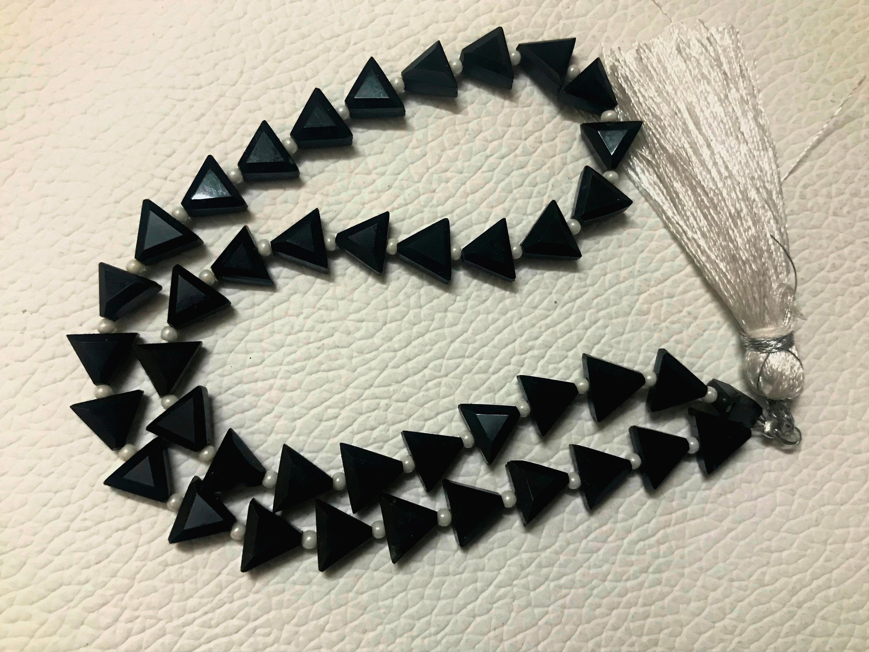 AAA Grade BLACK ONYX Step cut Faceted Triangle shape Briolette | Etsy