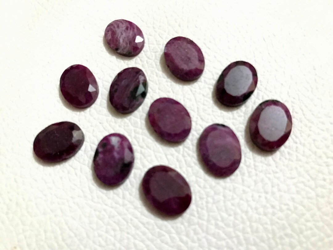 10 Pieces AAA Grade RUBY One Side Faceted Oval Shape Disk Beads, Size ...