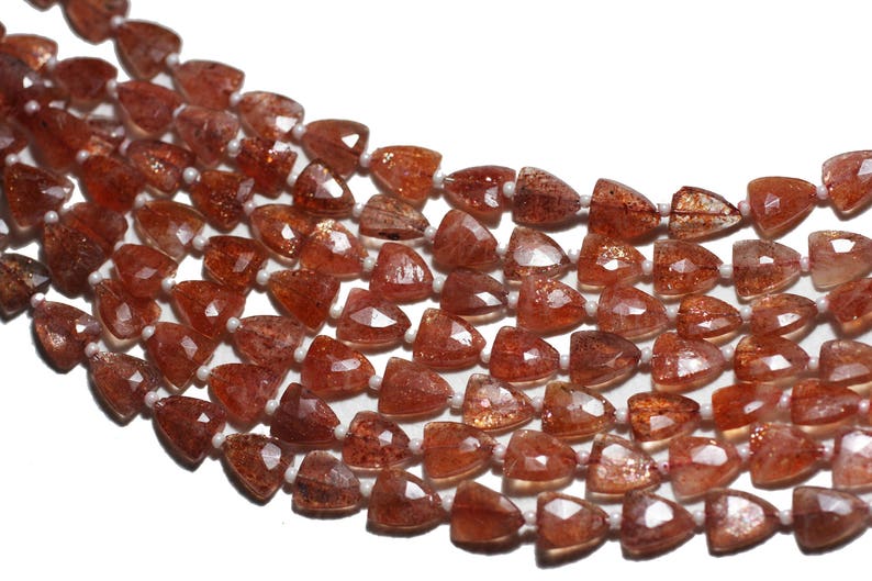 AAA Grade SUN STONE Faceted Triangle shape Briolette Beads | Etsy