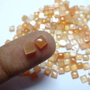 6x6 Mm PEACH MOONSTONE Square Cab, 25 Pieces or 60 Pieces, Smooth ...