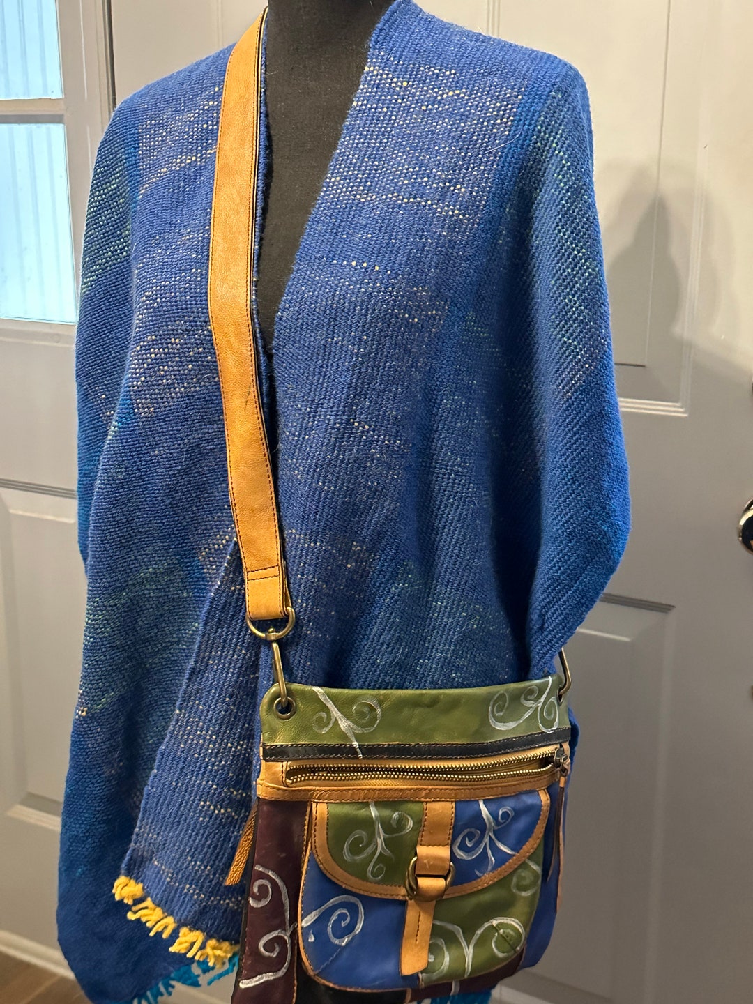 Handwoven Wool Ruana Shawl With Handpainted Purse - Etsy