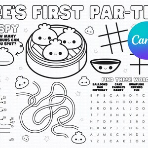 Editable Dumpling Party Coloring Placemat | Printable Games Page | Bao ...