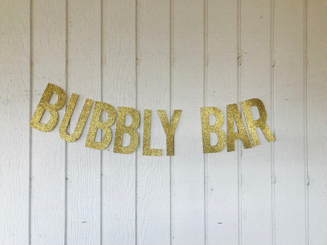 Bubbly Bar Banner Bubbly Bar Glitter Banner Bachelorette - Etsy