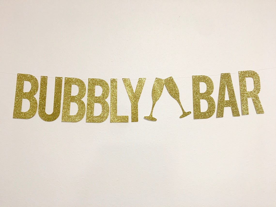 Bubbly Bar Banner Bubbly Bar Glitter Banner Bachelorette - Etsy