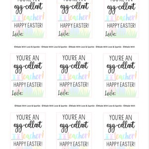 Easter Tags Easter Gift Tags Easter Printable Tags Egg-cellent Teacher ...
