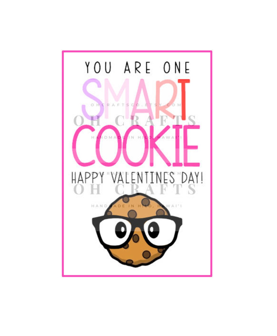 You Are One Smart Cookie Valentine's Day Tag - Valentines Day Tag - - Etsy