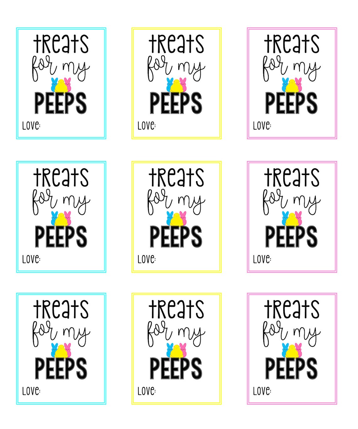 Treats for My Peeps Tag Printable Easter Tags Easter Gift | Etsy