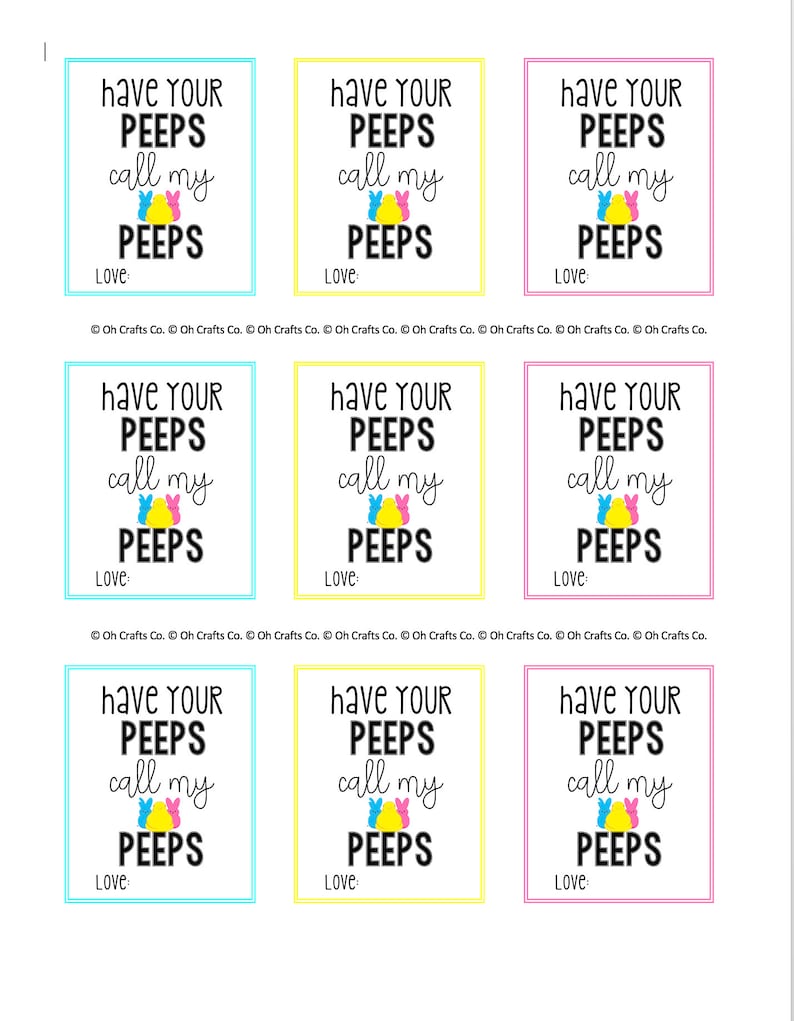 Have Your Peeps Call My Peeps Tag Printable Easter Tags | Etsy
