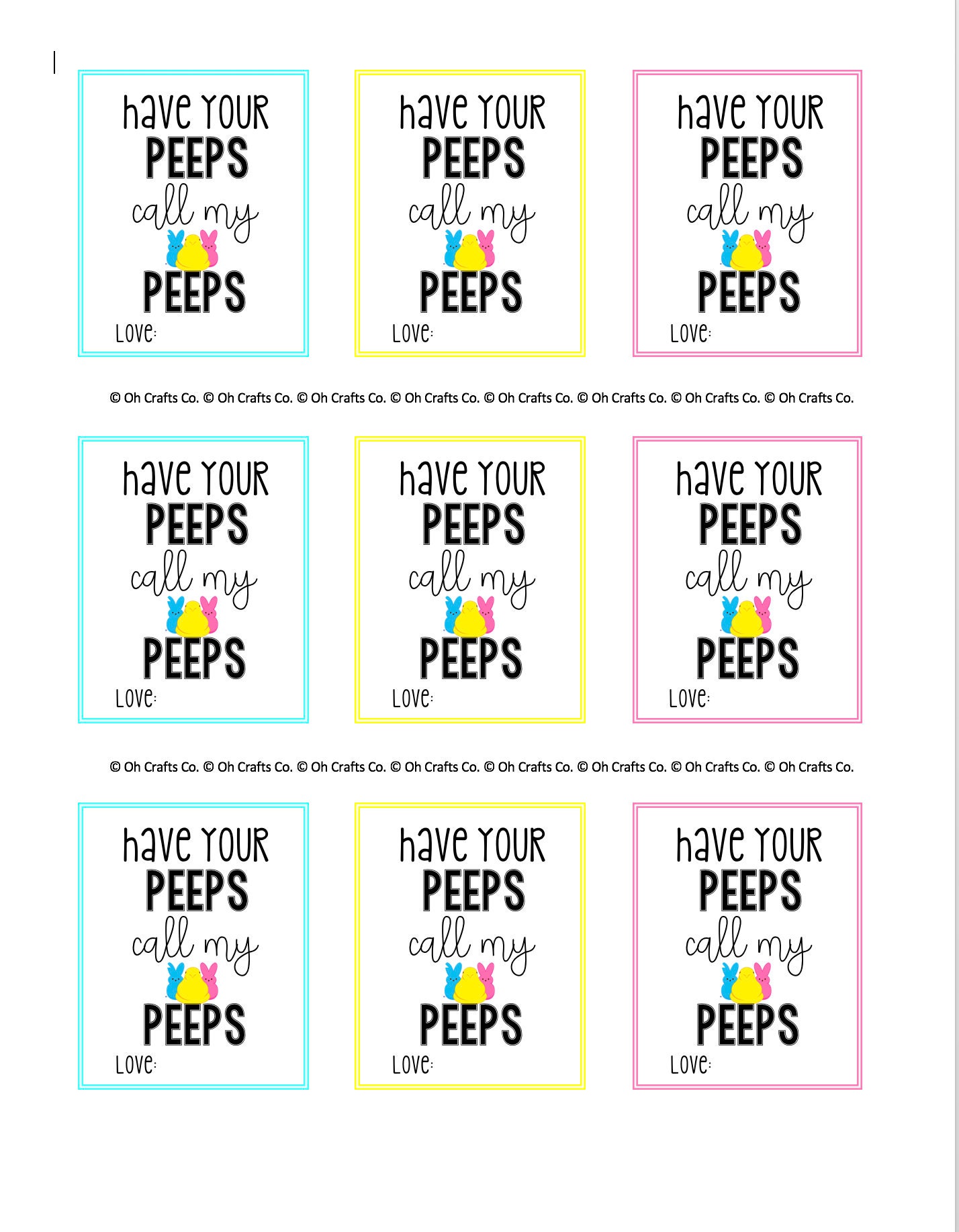 Have Your Peeps Call My Peeps Tag Printable Easter Tags | Etsy